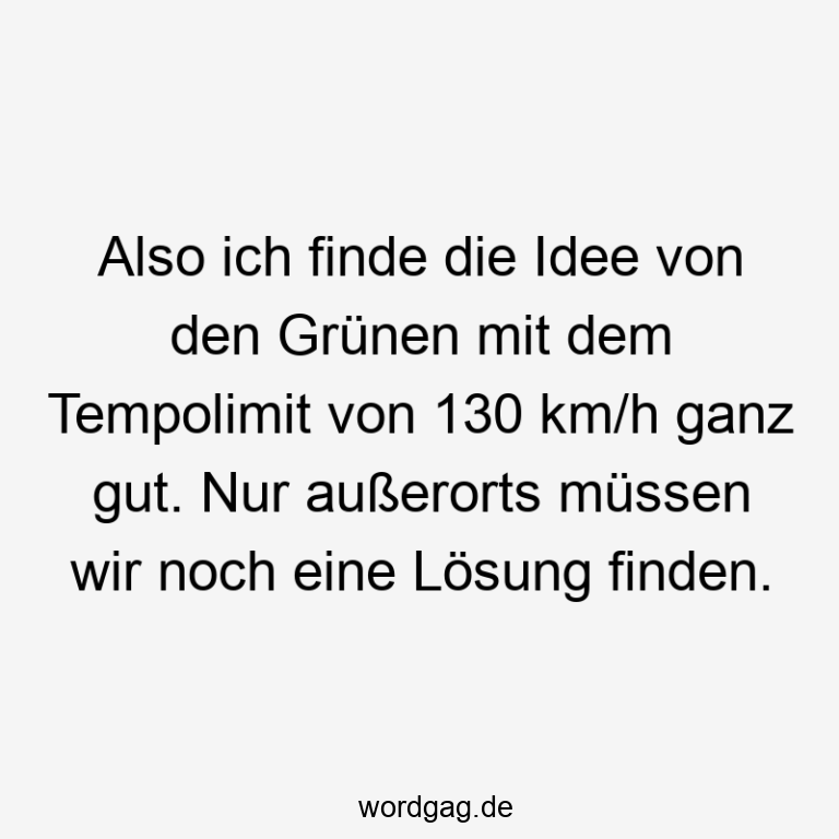 Also ich finde die Idee von den Grünen mit dem Tempolimit von 130 k...