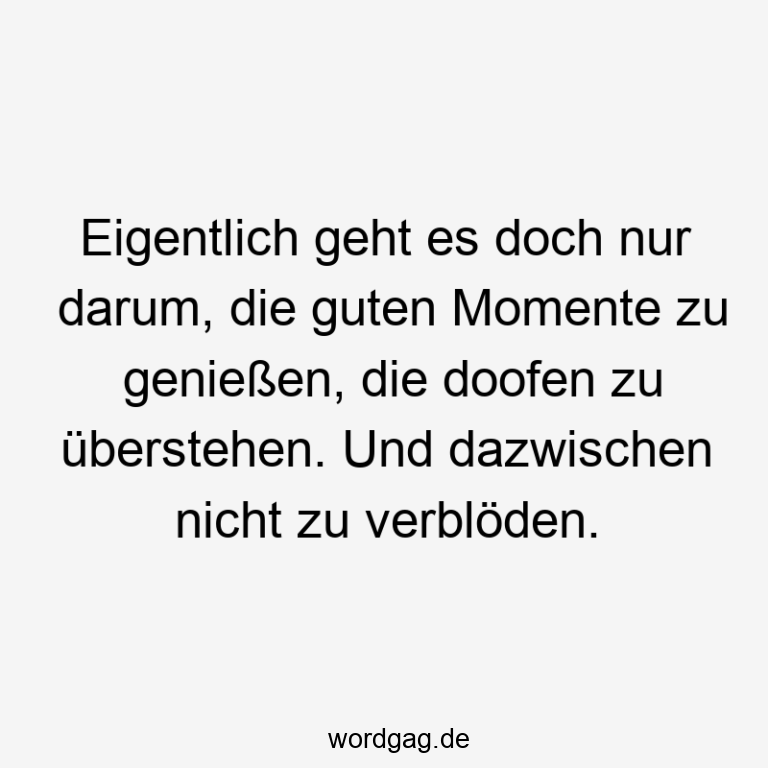 Eigentlich geht es doch nur darum, die guten Momente zu genießen, die ...