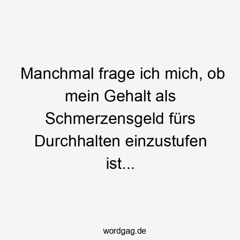 Manchmal frage ich mich, ob mein Gehalt als Schmerzensgeld fürs ...